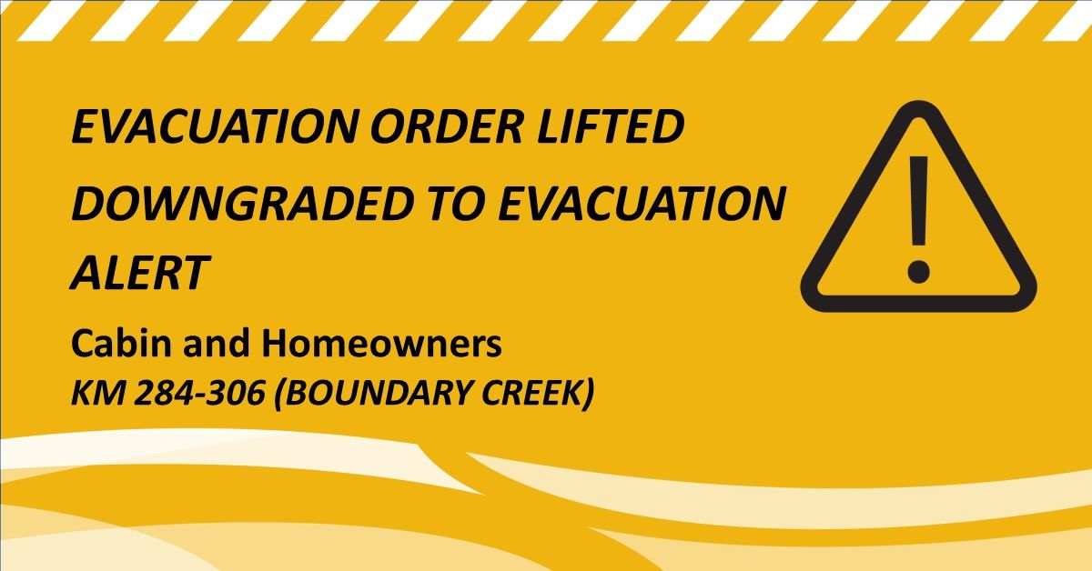 Evacuation Order For Boundary Creek Downgraded To Alert My True